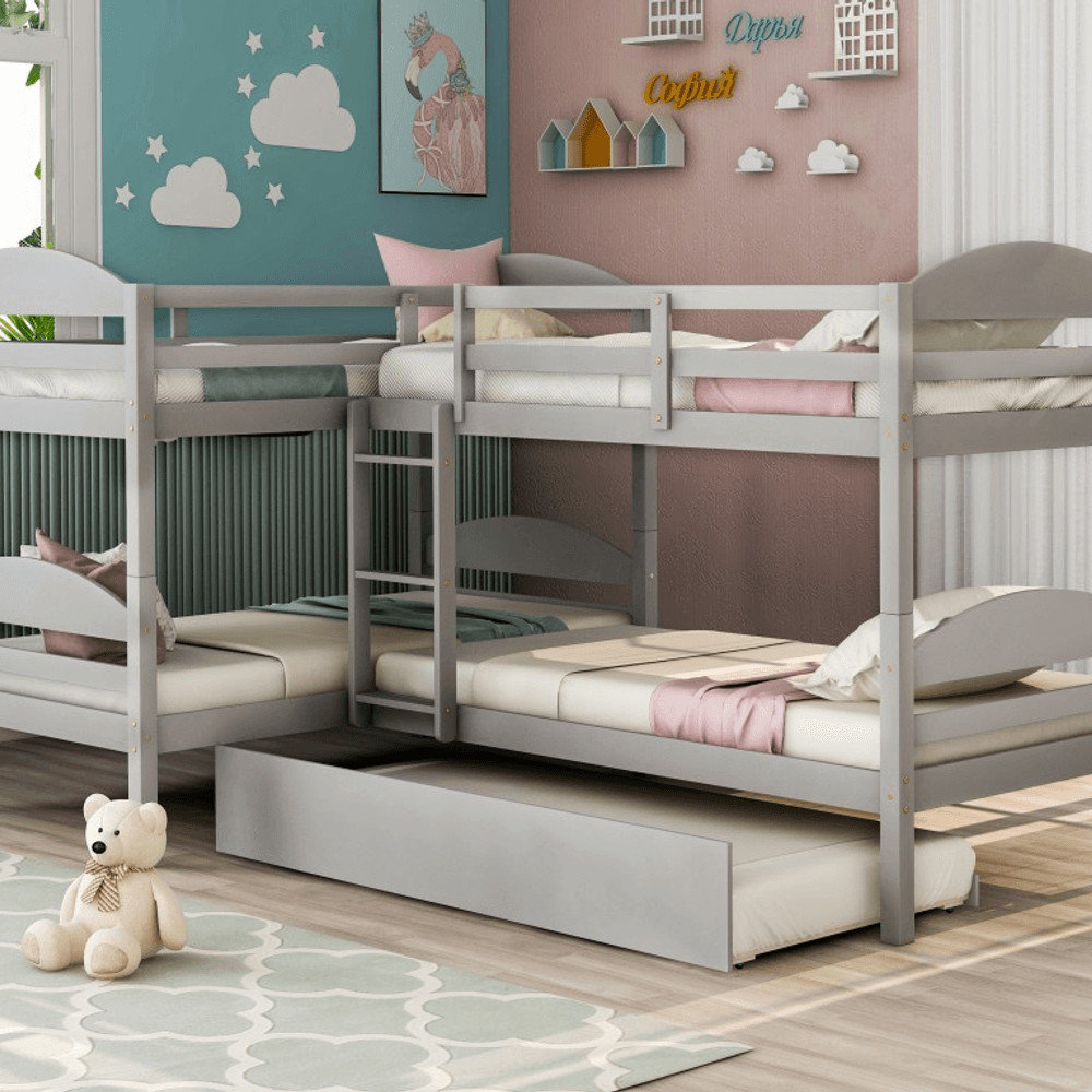 Gray Twin Contemporary Manufactured Wood and Solid Wood Bunk Bed - Transitional - Bunk Beds - by ...