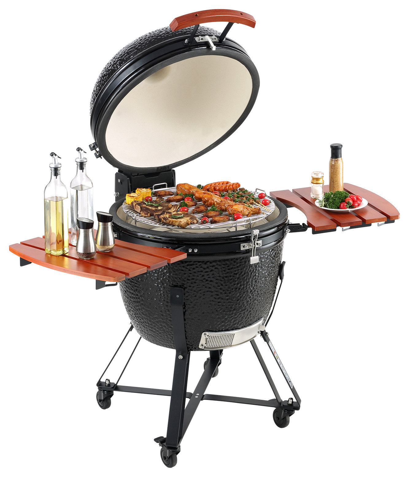 VEVOR 24" Ceramic Barbecue Grill Smoker Portable Round Outdoor Grill ...