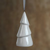 White Ceramic Cone Tree Hanging Ornaments, Set of 8 - Christmas ...