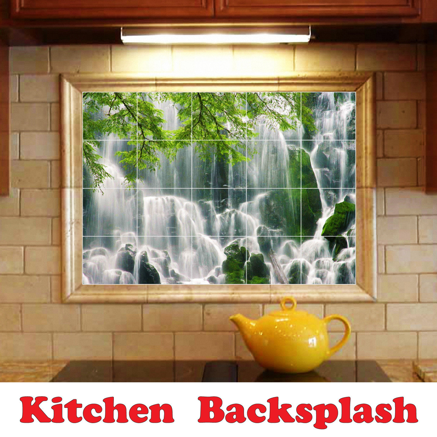 Waterfalls Ceramic Tile Wall Mural HZ501105, 18" Wide x 24" High ...