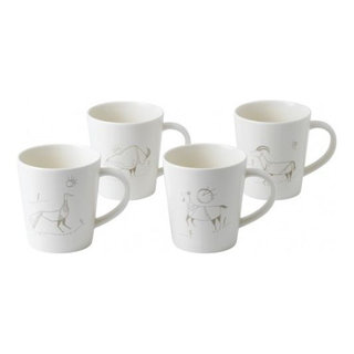 Ellen DeGeneres ED Cave Painting Accents Animal Mugs, 4-Piece Set ...