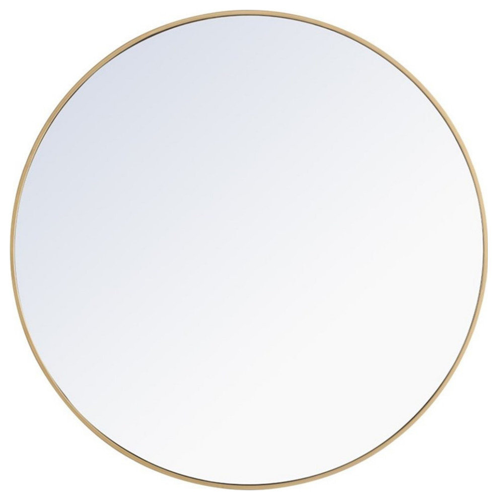 Elegant Eternity Metal Frame Round Mirror 42" Brass Finish ...