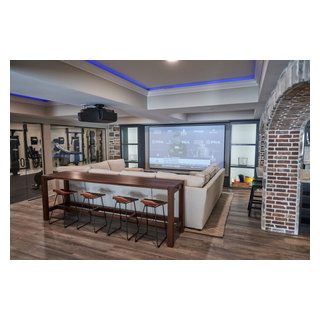 Basement Remodel with Golf Simulator - Contemporary - Basement - St ...