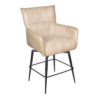 Gabriel Swivel Counter Stool in Mid-Century Stone Finish on Genuine ...