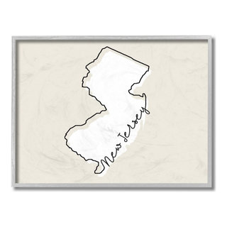 New Jersey Home State Map Neutral Print Design, 16"x20", 16x20 ...