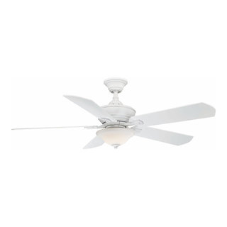 Camhaven v2, 52" Ceiling Fan - Matte White With Glass Bowl Light ...