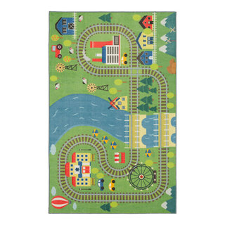 Mohawk Home Train Track Play Multi 3' 4" x 5' Area Rug, 5' x 8 ...