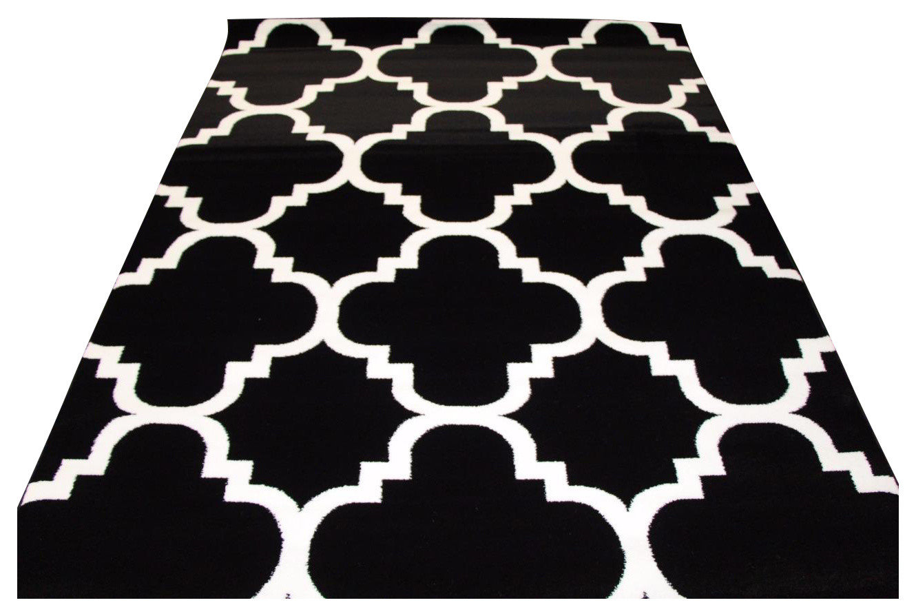 Persian Rugs Modern 4518 Moroccan Trellis, Black, 9'0x12'6, 9'x12'6 ...