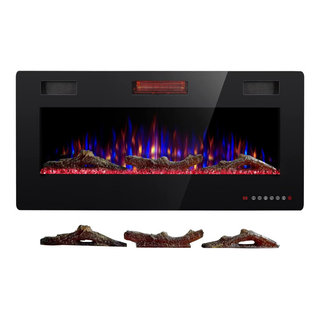 3 Pieces Log, The Slot of The 36IN Recessed and Wall-Mounted Fireplace ...