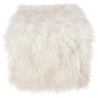 Mongolian Faux Fur Runner, Ivory, 16"x72", 16"x72" - Contemporary ...