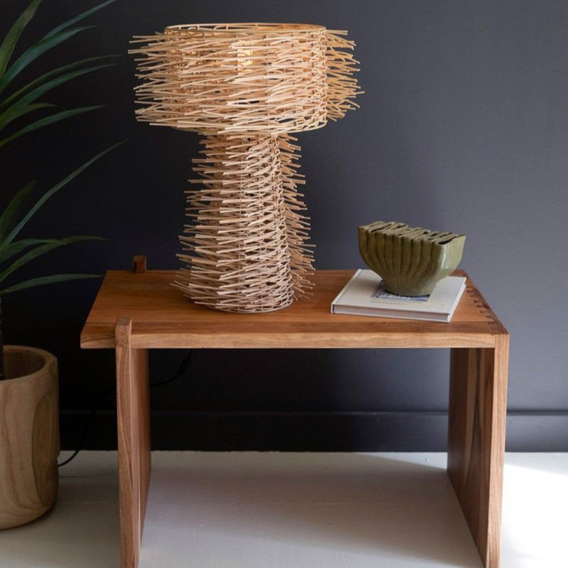 Rustic Contemporary Natural Cane Table Lamp 21 in Rough Jagged Edge ...