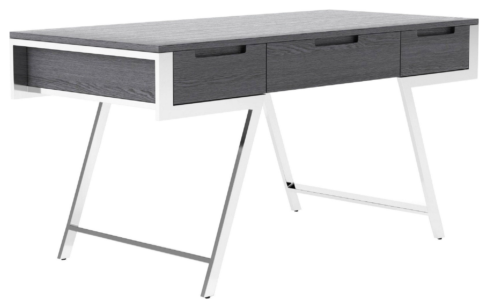 Benzara BM279503 Modern Wood Office Desk, 3 Drawers, Stainless Steel ...