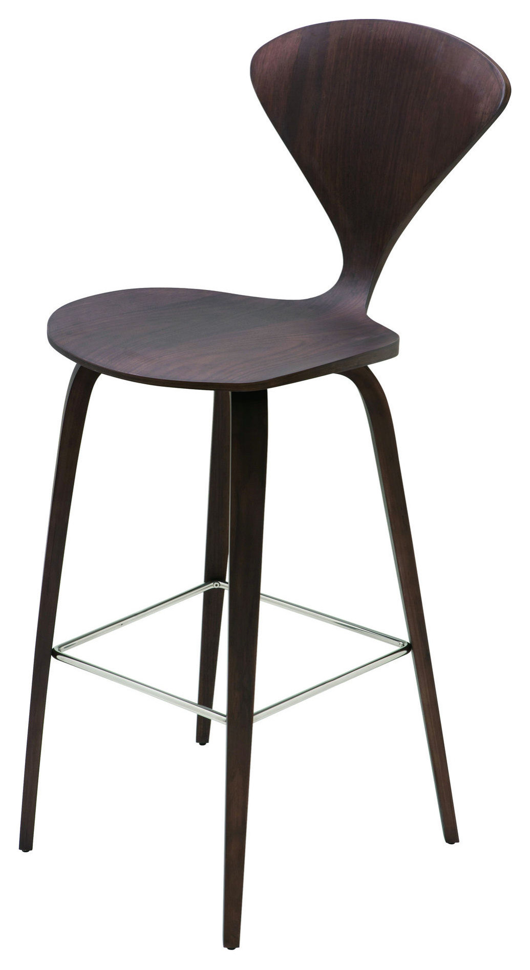 Satine Dark Walnut Wood Bar Stool - Midcentury - Bar Stools And Counter ...