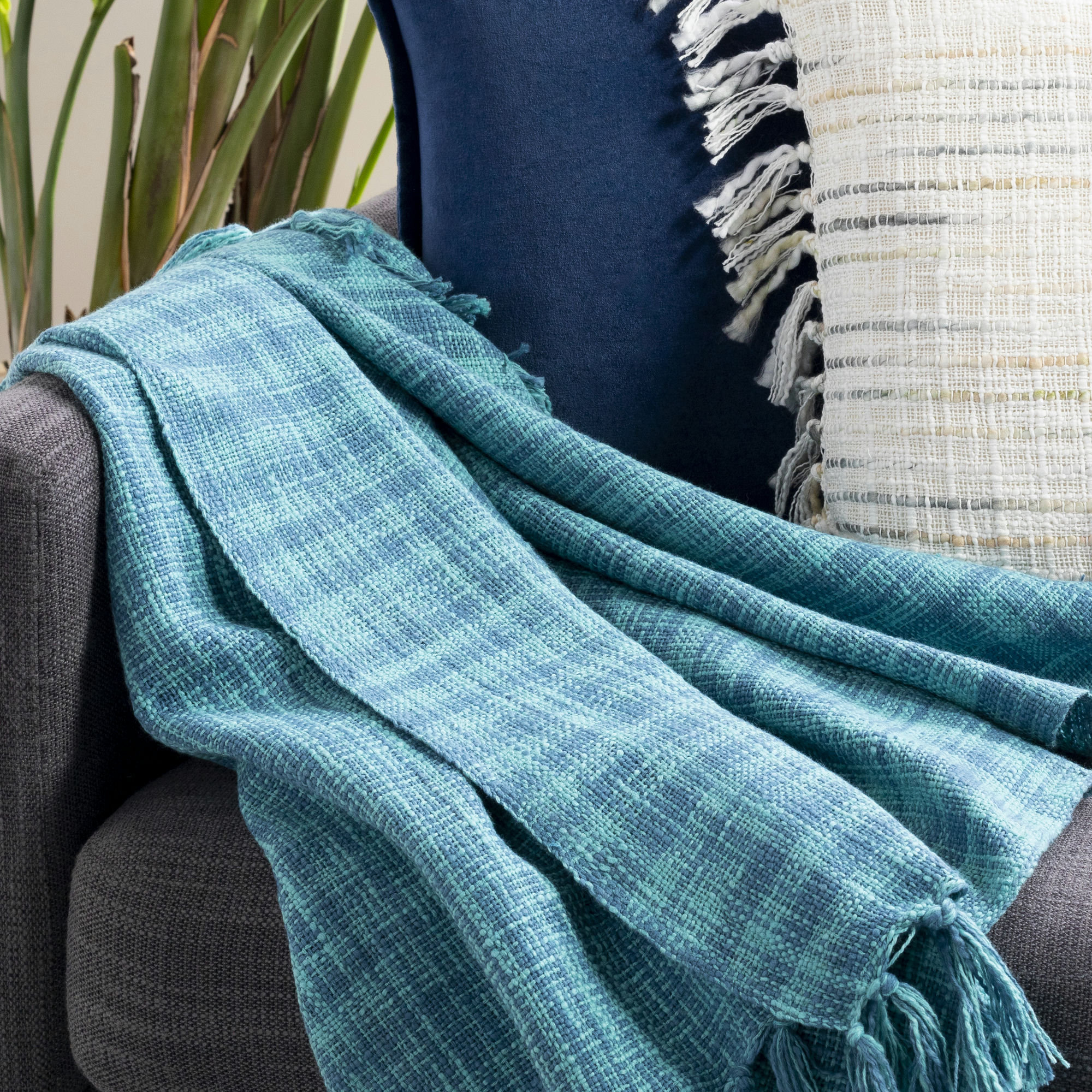 Surya Tori Deep Teal Throw 49"W X 59"L - Contemporary - Throws - by ...
