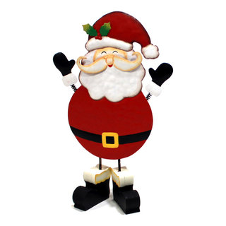 13" Metal Christmas Santa Standing Figurine - Modern - Holiday Accents ...