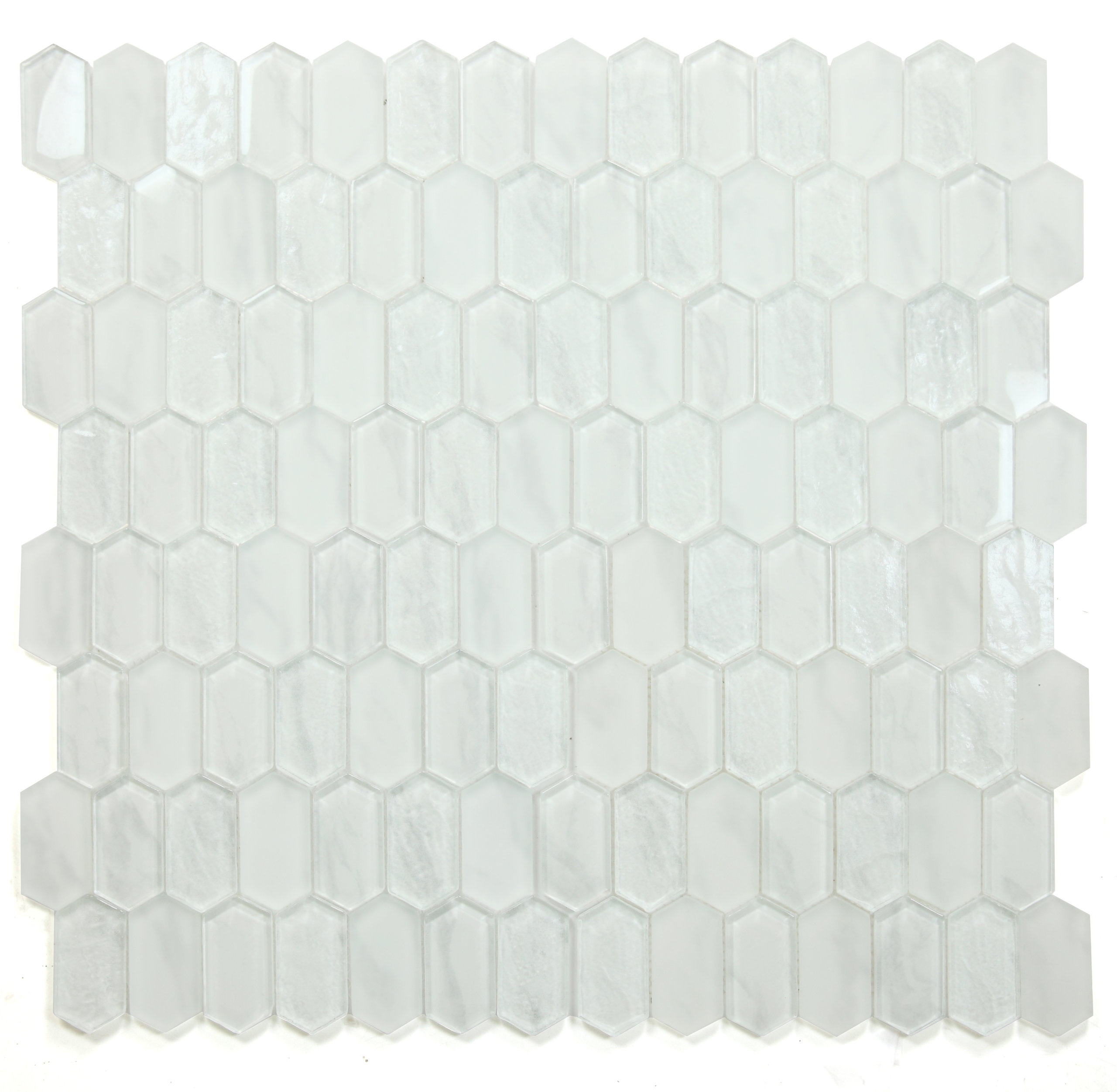 12 x 12 Calypso White Glass Mosaic - Picket Fence, Set of 11 ...