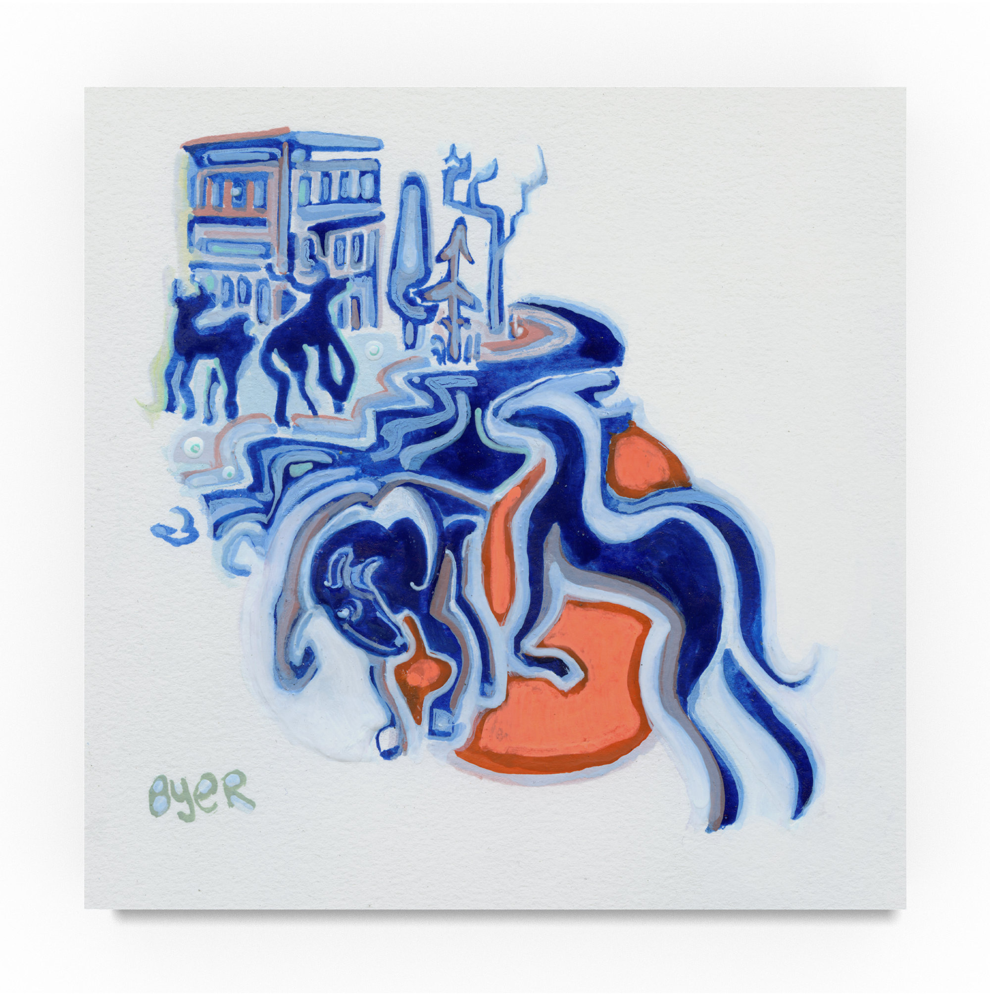 "Urban Deer" by Josh Byer, Canvas Art, 14"x14" - Contemporary - Prints ...