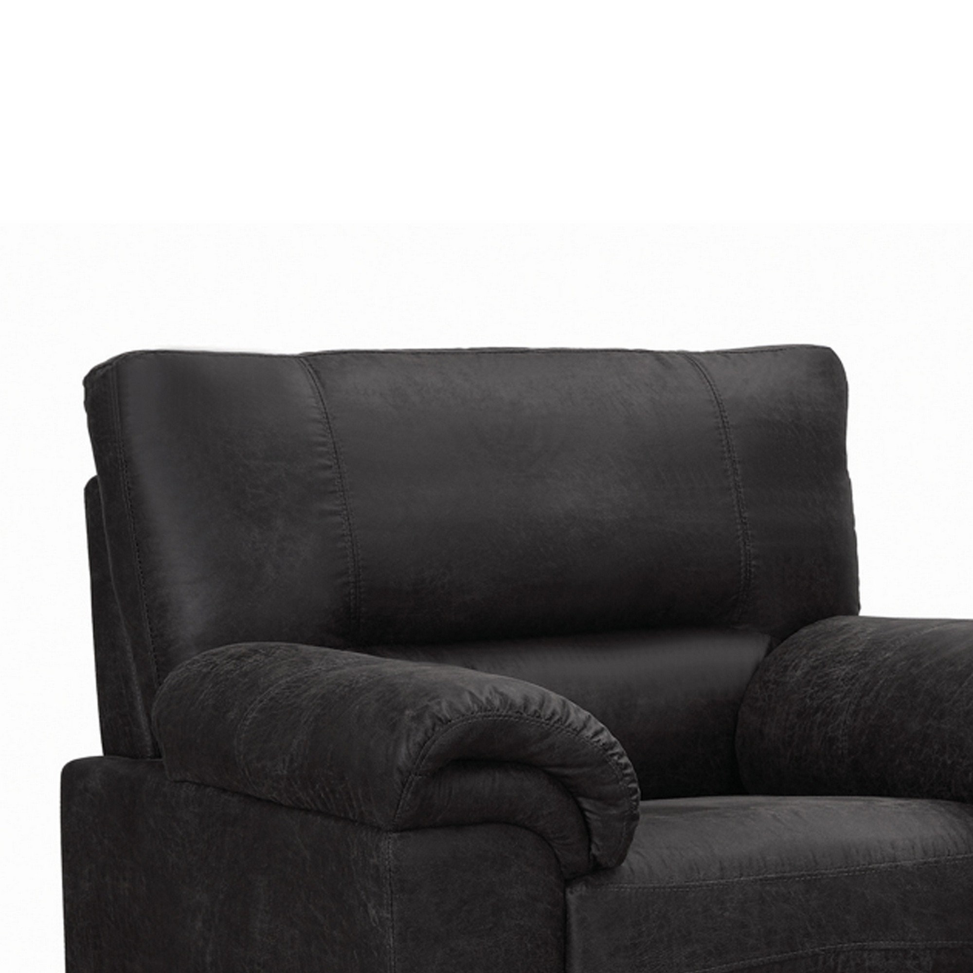 Leatherette Chair with Pillow Top Armrests and Tufted Details, Black ...