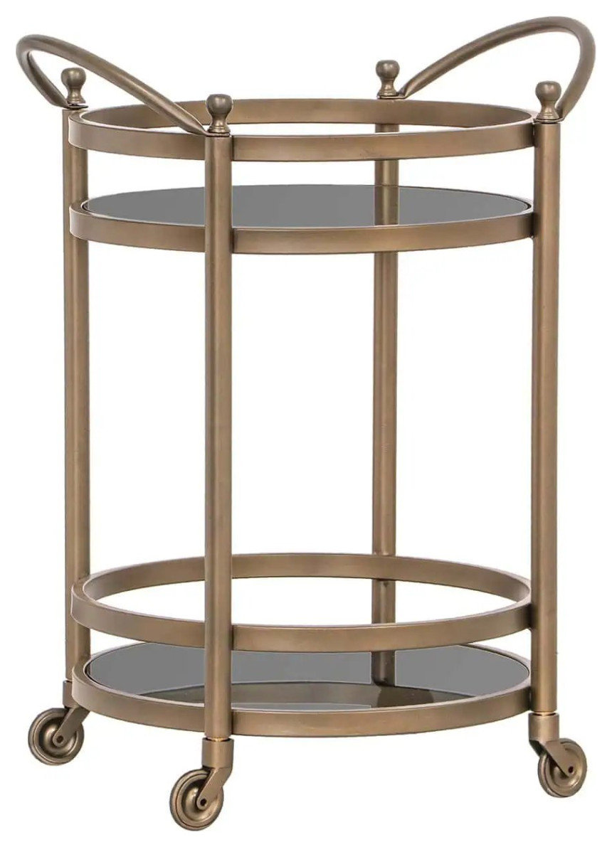 Brushed Gold Round Trolley, OROA Hendricks - Contemporary - Bar Carts ...