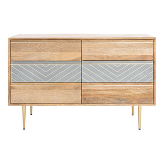 Safavieh Couture Leni 6 Drawer Cement Dresser Natural/Cement/Brass, #N ...