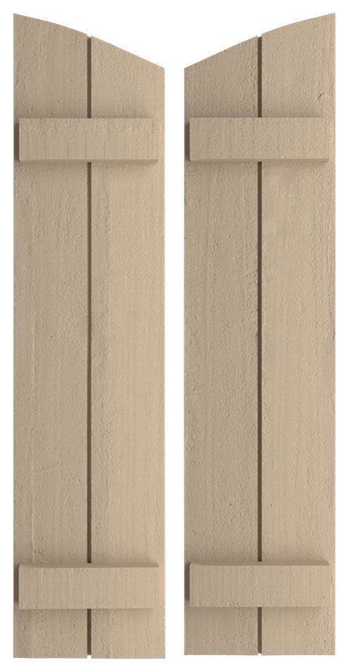 11"Wx24"H Hand Hewn Joined BnB Elliptical Top Faux Wood Shutters, 11"W ...
