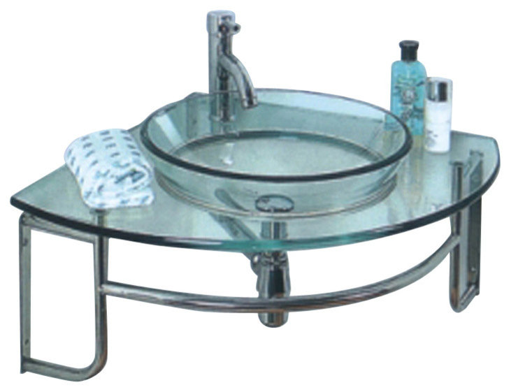 Fresca Ordinato Corner Mount Glass Vanity, 24x24x12.25 - Contemporary ...