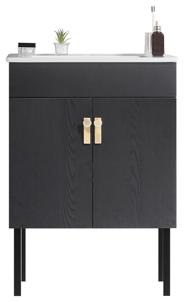 Gewnee 24" Bathroom Vanity with Metal Leg - Contemporary - Bathroom ...