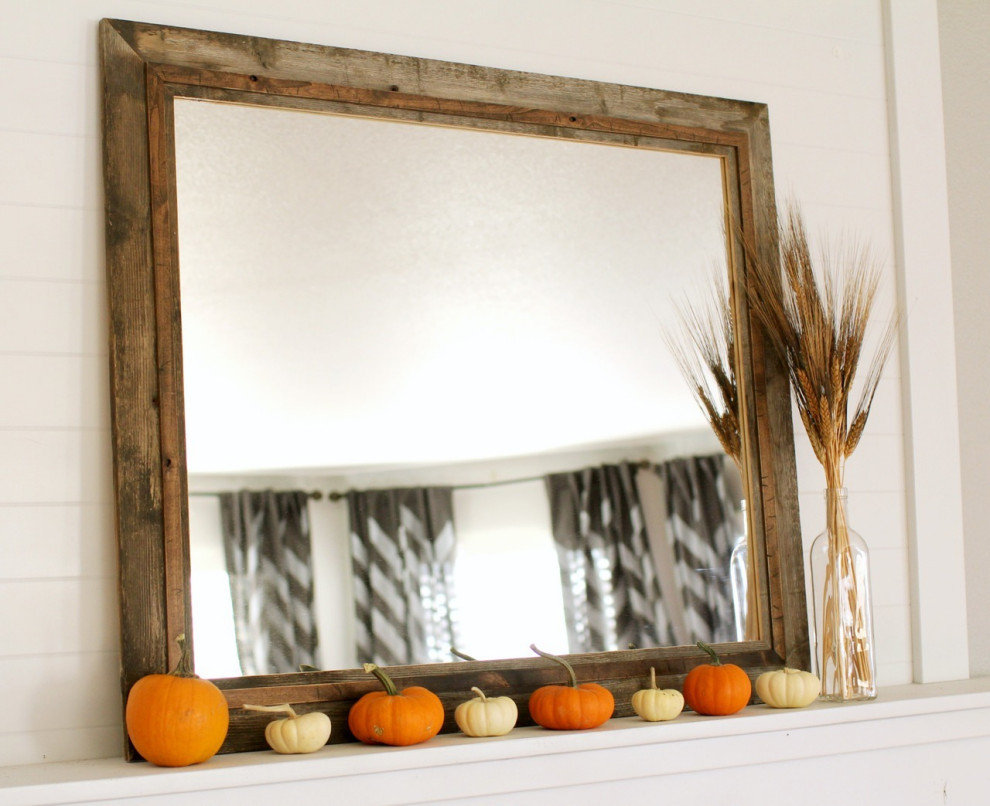 Rustic Mirror, Hobble Creek Style Barnwood With Alder Overlay, 18"x22 ...