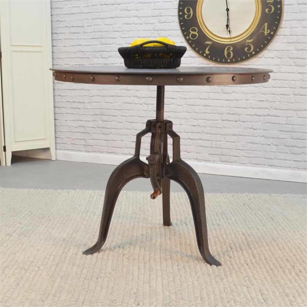 Pemberly Row Contemporary / Modern Metal Brown Adjustable Crank Table ...