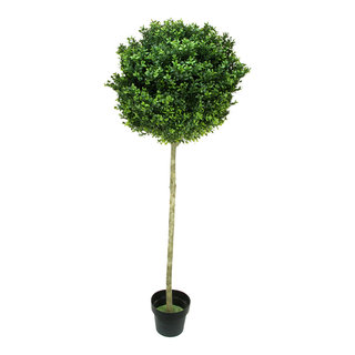 Potted Two-Tone Artificial Murraya Ball Topiary Tree, 5', 5 ...