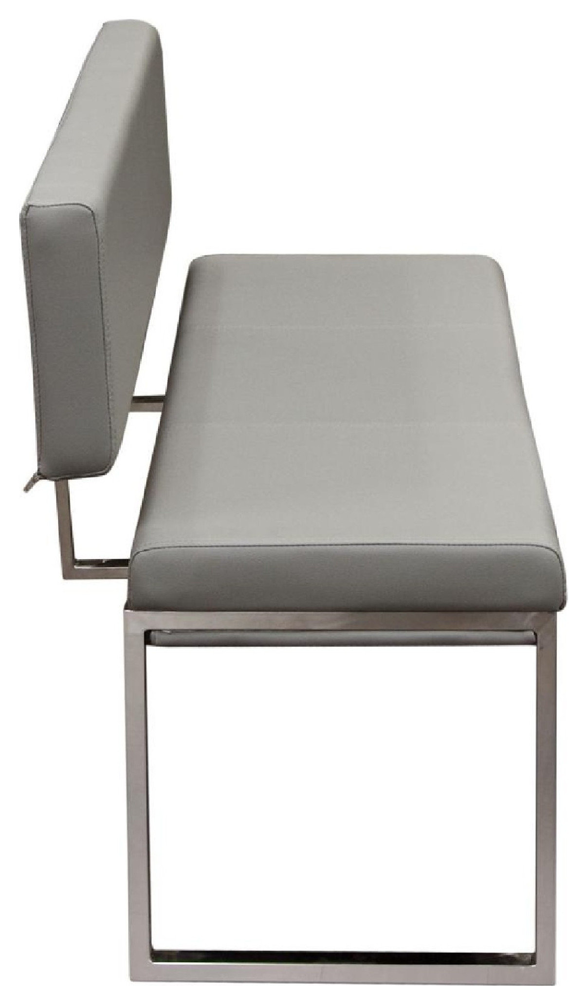 Leatherette Upholstered Bench With Stainless Steel Frame and Back ...