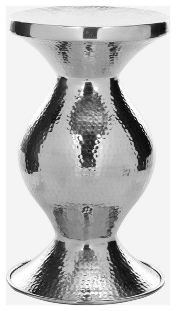 Strider Small Hammered Stool Silver - Contemporary - Side Tables And ...