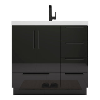 Carla 36" Freestanding Bathroom Vanity With Right Side Drawers ...