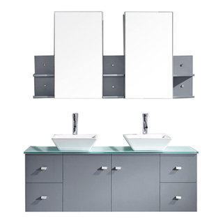 Clarissa 61" Double Bathroom Vanity Cabinet Set in Espresso, 61"x22"x21 ...
