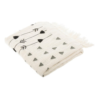 Safavieh Penton Fringe Throw, Grey/White, #N/A - Scandinavian - Throws ...