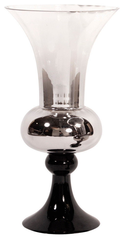 Howard Elliott Smokey Glass Large Trumpet Vase, 12"x23.5" - Traditional ...