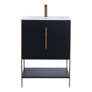 Fine Fixtures Serenity Modern bathroom vanity, Rose Gold Hardware ...