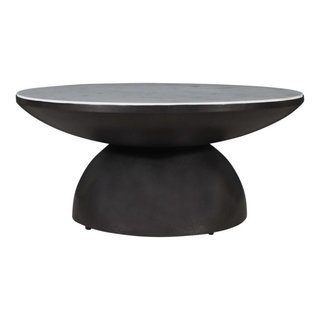 Circularity Modern Luxury Marble and Iron 35 Round Pedestal Coffee ...