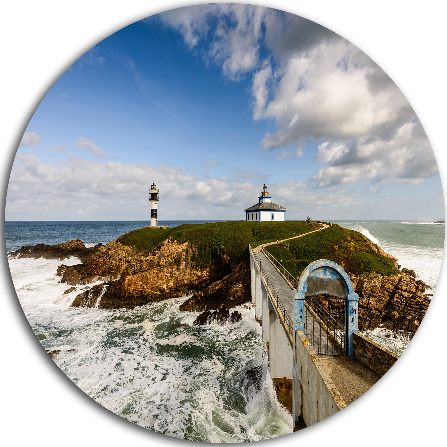 Bright Illa Pancha Lighthouse, Seashore Photo Disc Metal Wall Art, Disc ...