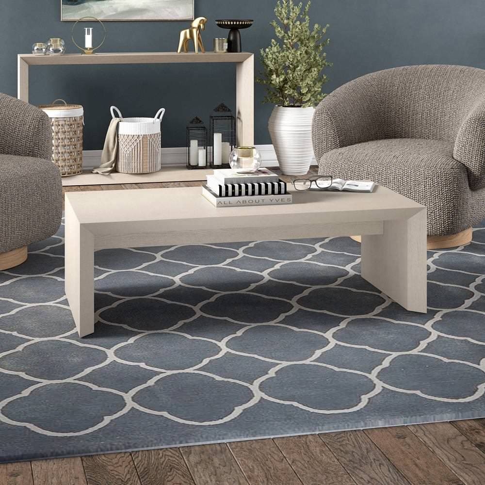 Oswin 48 Wide Rectangular Coffee Table in Alder White - Contemporary ...
