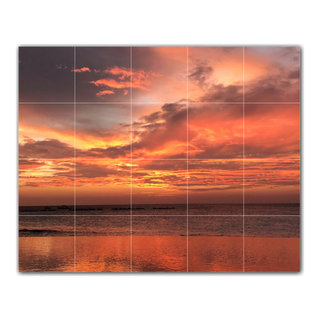 Sunset Ceramic Tile Wall Mural HZ500960, 30" Wide x 24" High - Beach ...