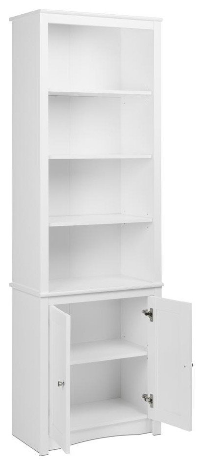 Tall Bookcase With 2 Shaker Doors, White - Contemporary - Bar Stools ...
