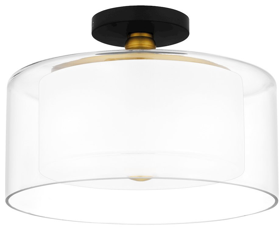 Quoizel Rowland 2-Light Semi-Flush Mount, Black/Clear/Sandblasted ...