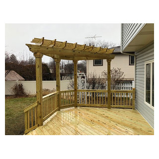 Wood Deck with Corner Pergola Design in Elk Grove Village, IL ...