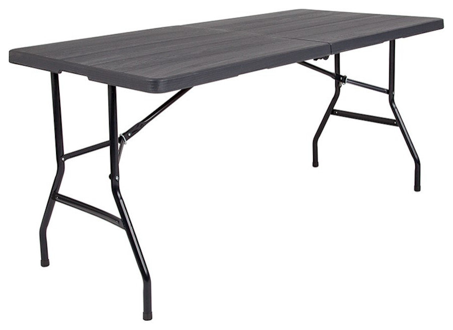 Flash Furniture 30''W x 60''L Bi-Fold Wood Grain Folding Table - RB ...