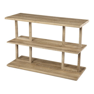 Modern Console Table, Open Design With 3 Tiers & Square Shaped Support ...