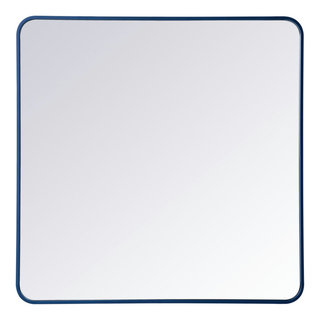 Soft Corner Metal Rectangular Mirror 36X36", Blue - Transitional ...