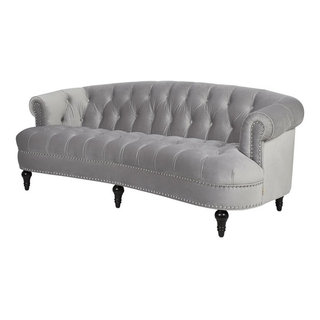 La Rosa 84" Victorian Chesterfield Tufted Sofa Burgundy Velvet ...
