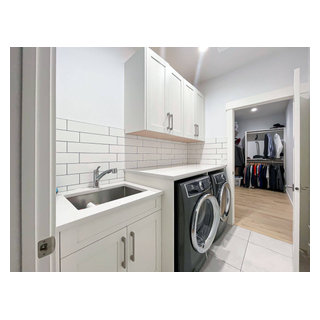 This Laundry Room with Our Wall Two-shelf Cabinets and A Base Sink ...