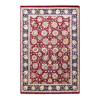 Banda, One-of-a-Kind Hand-Knotted Area Rug Red, 4'2"x6'2", 4x6 ...